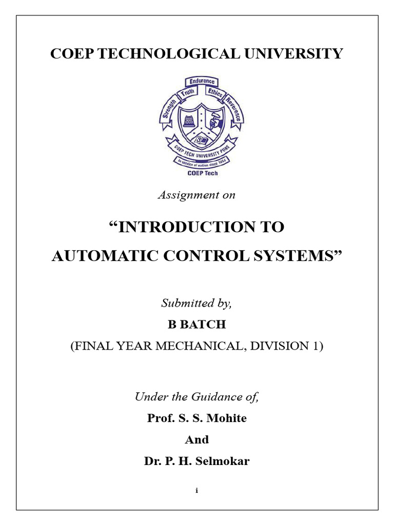 ACS Assignment Final Solutions | PDF | Control Theory | Feedback