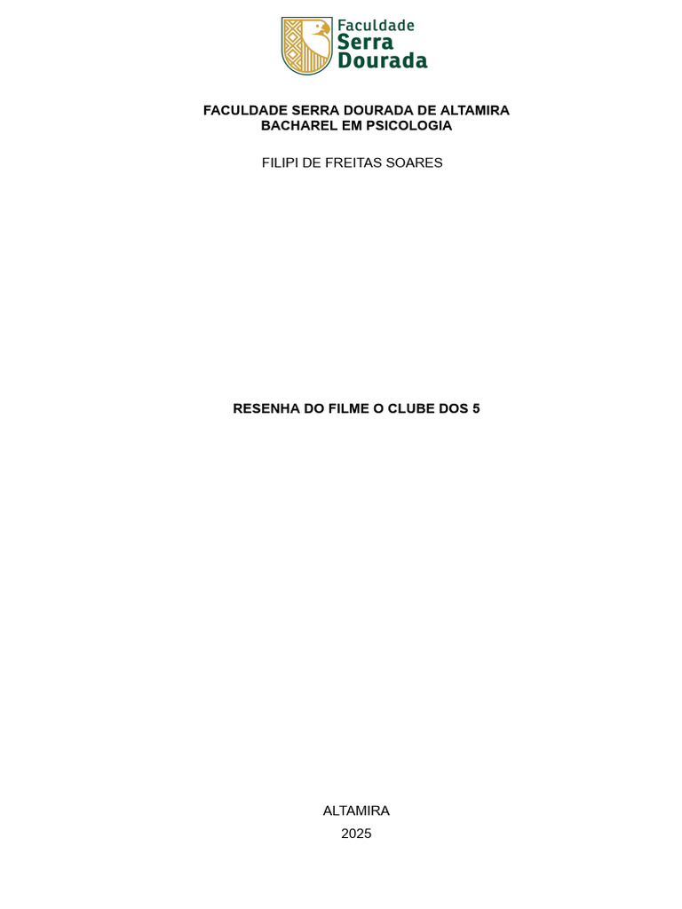 Resenha Clube Dos 5 | PDF | Trauma psicológico | Psicologia
