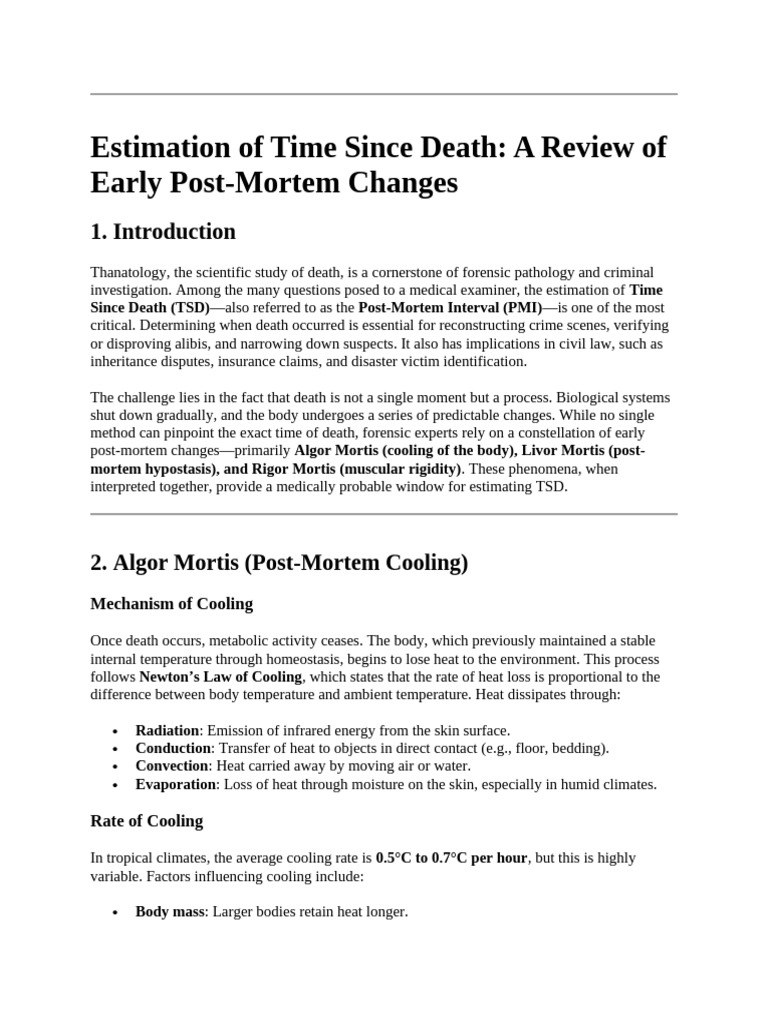Estimation of Time Since Death | PDF | Skeletal Muscle | Heat Transfer