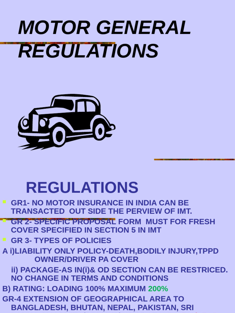 Motor Insurance Regulations in India | PDF | Insurance | Vehicle Insurance