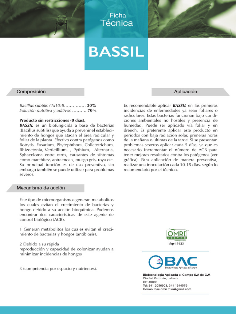 Ficha Tecnica Bac-2 | PDF | Control biológico de plagas | Plaga (organismo)