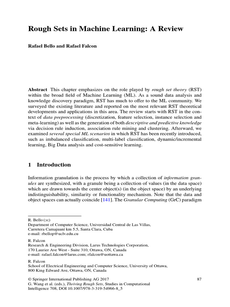 Rough Set Theory in Machine Learning | PDF | Cluster Analysis | Machine ...