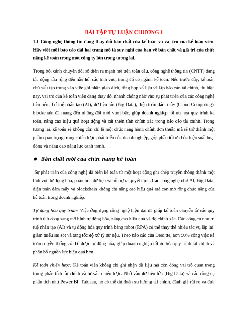 BT Tự Luận HTTTKT | PDF