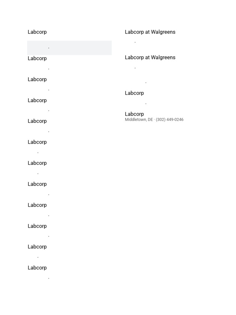 Labcorp Locations and Hours in DE | PDF