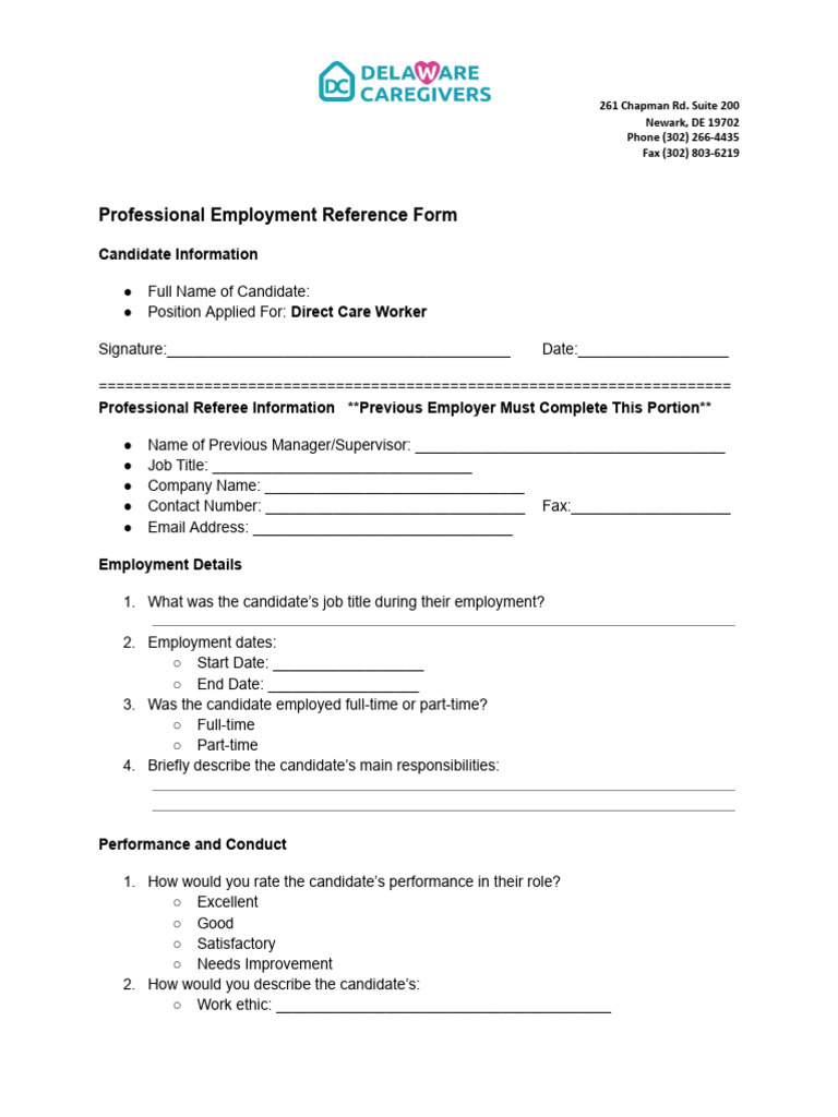 DCGs Employment Reference Form (4) | PDF