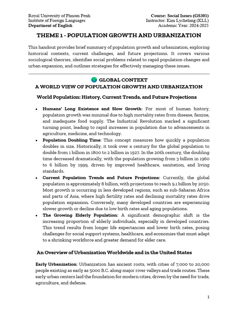 Population Growth and Urbanization Insights | PDF | Urban Sprawl ...