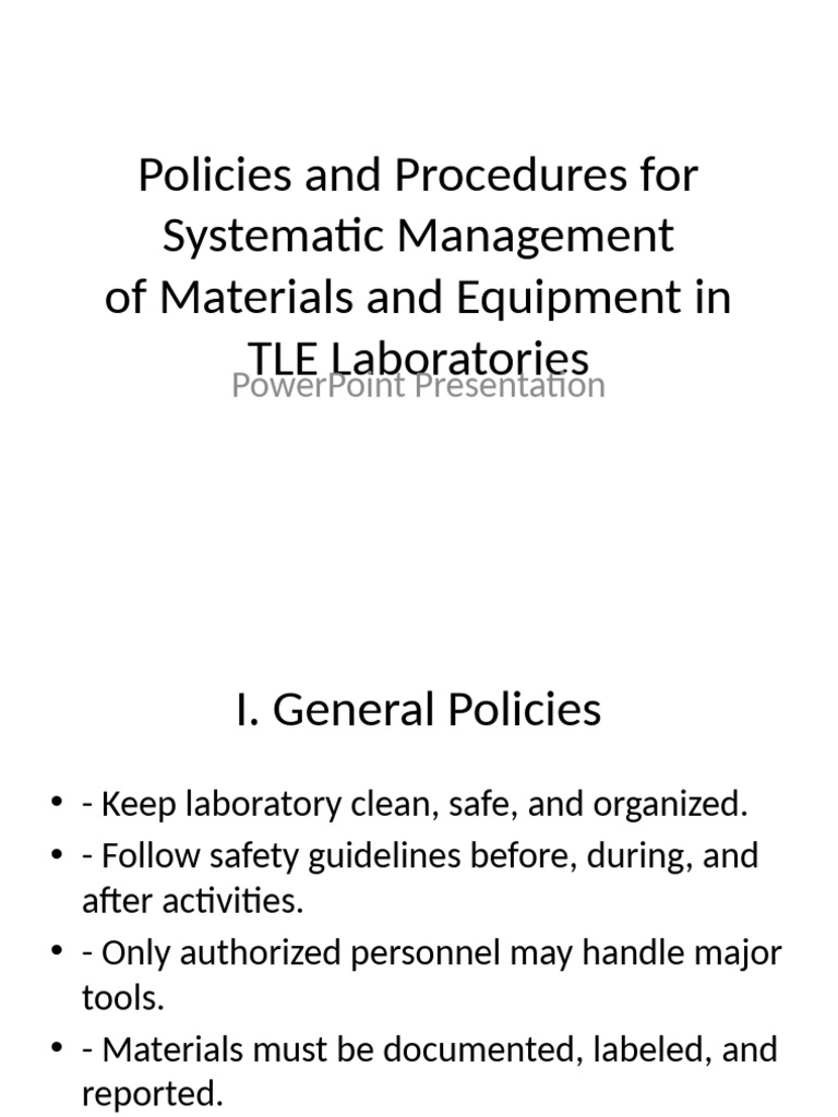 TLE Laboratory Equipment Management Guide | PDF