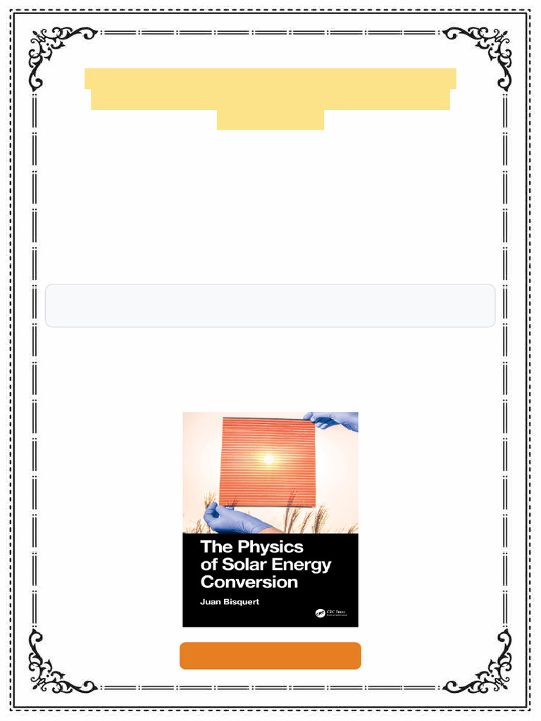 The Physics of Solar Energy Conversion First Edition Bisquert ebook ...