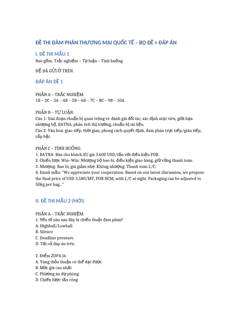 De Thi Dam Phan Quoc Te | PDF