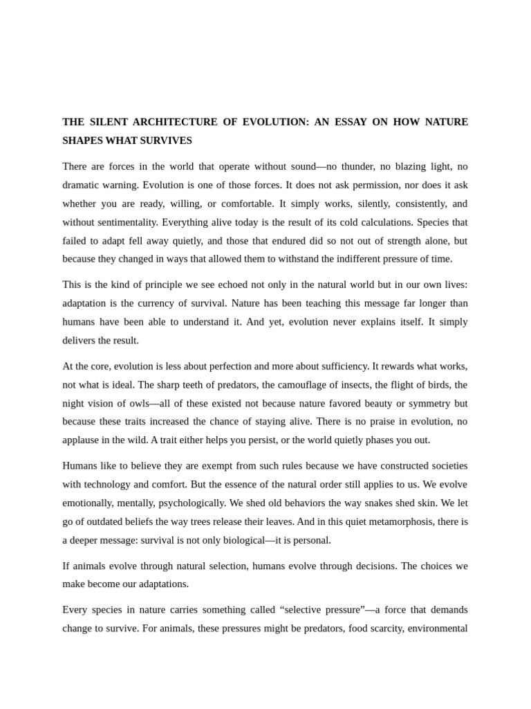 Silent Evolution: Nature's Adaptation Lessons | PDF | Evolution | Nature