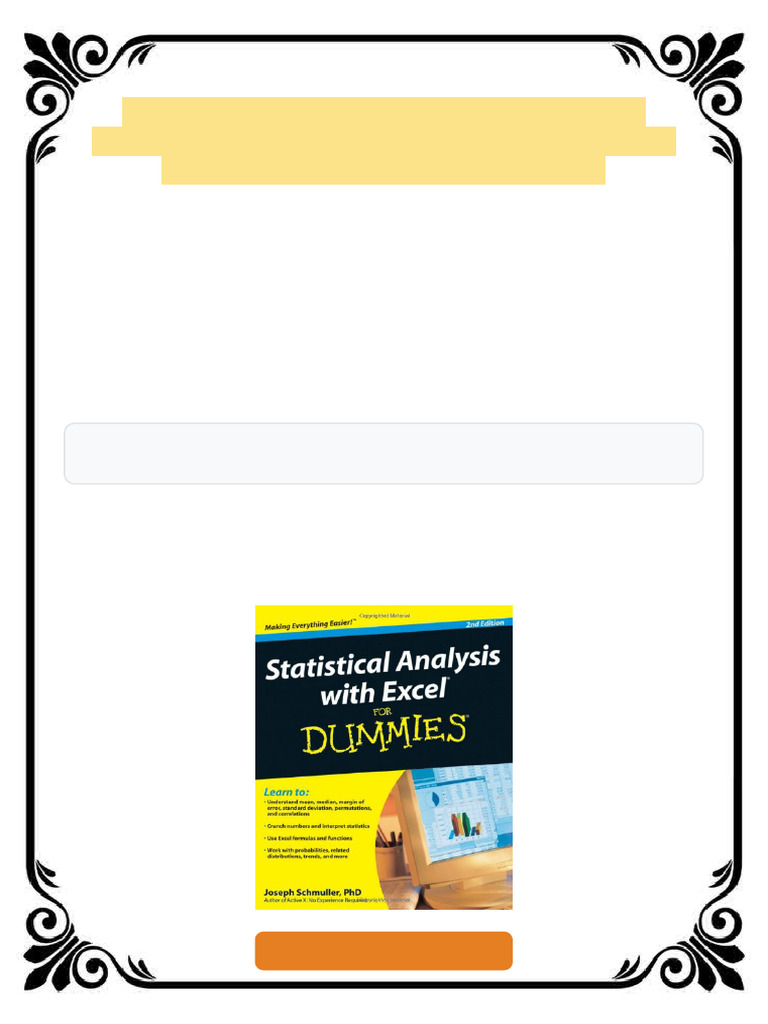 Statistical analysis with Excel for dummies 2nd Edition Joseph ...