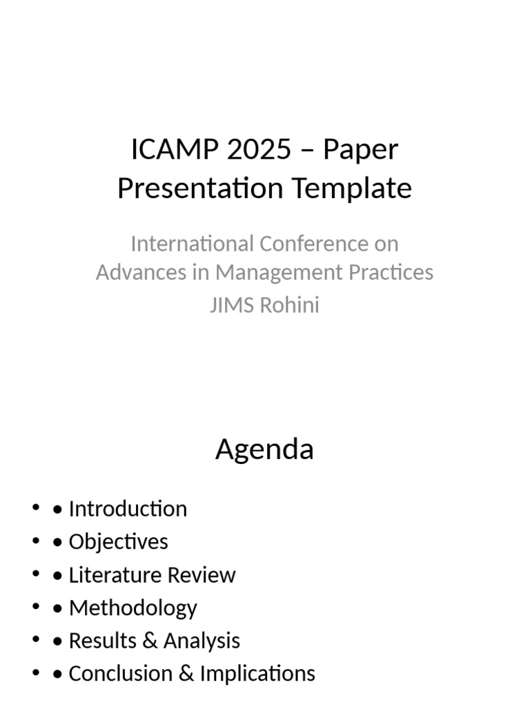 ICAMP 2025 Paper Presentation Guide | PDF