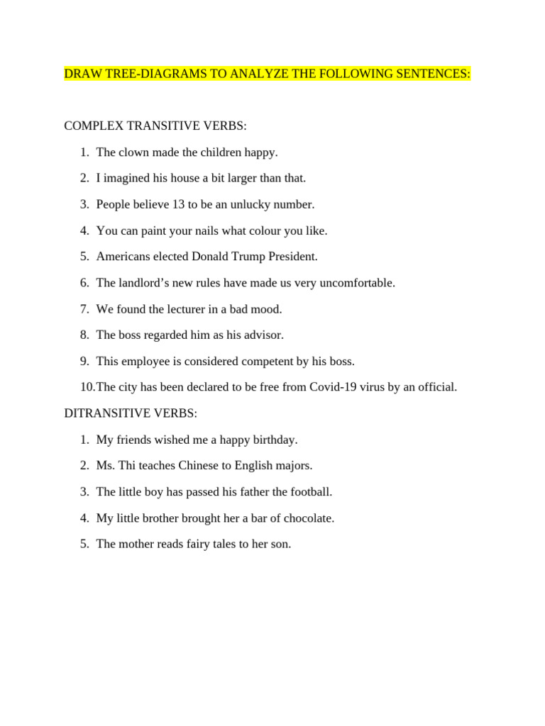Complex and Ditransitive Verbs | PDF