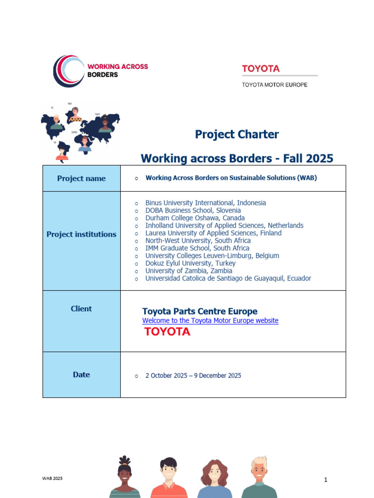Project Charter WAB Fall 2025_toyota | PDF | Supply Chain | Sustainability