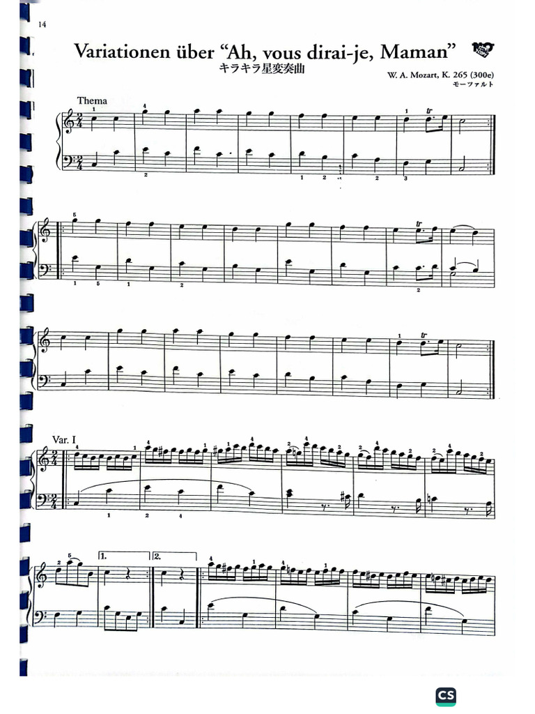 Mozart - Ah! Vous Dirai-Je Maman Variations | PDF