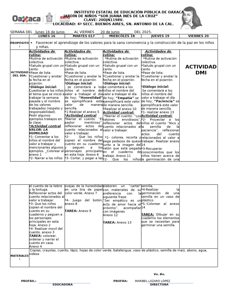 Planeacion Del 16 Al 20 de Junio | PDF