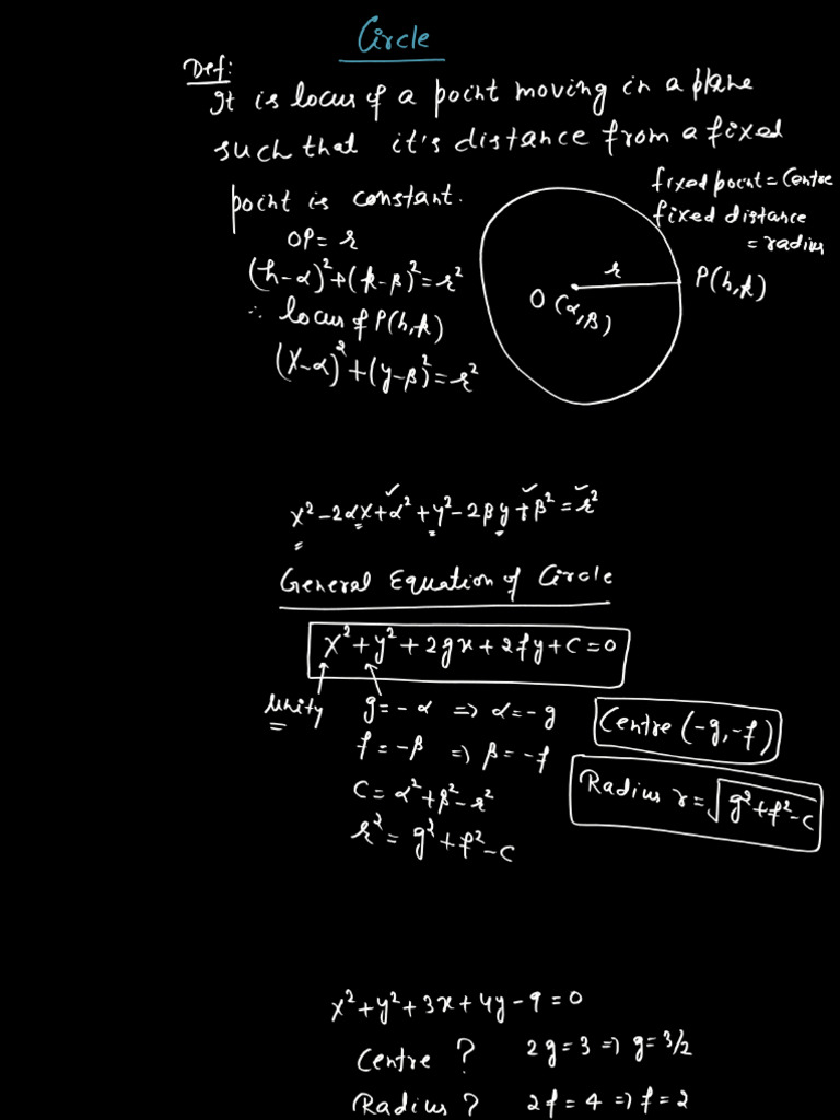 Circle - L-01 (Class Notes) - General Equation and Illustration ...