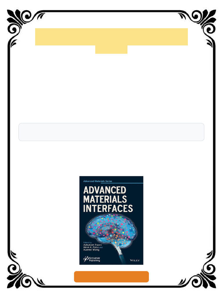 Advanced Materials Interfaces 1st Edition Patra Ebook Collectors ...