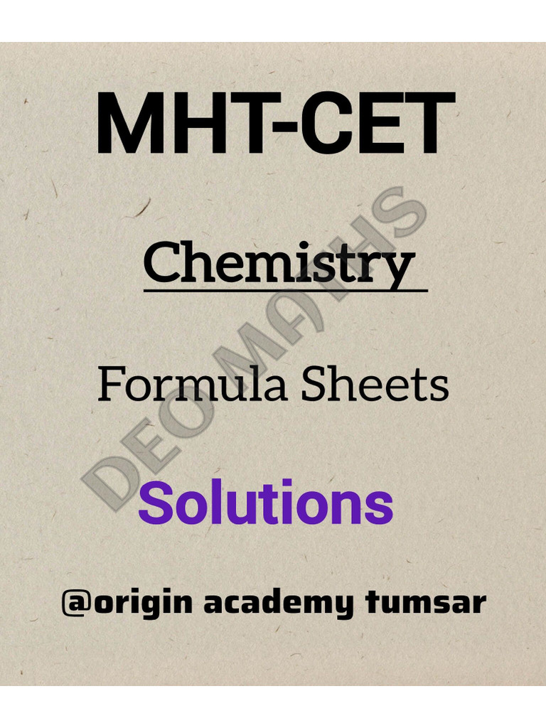 Solutions Formula Sheet | PDF