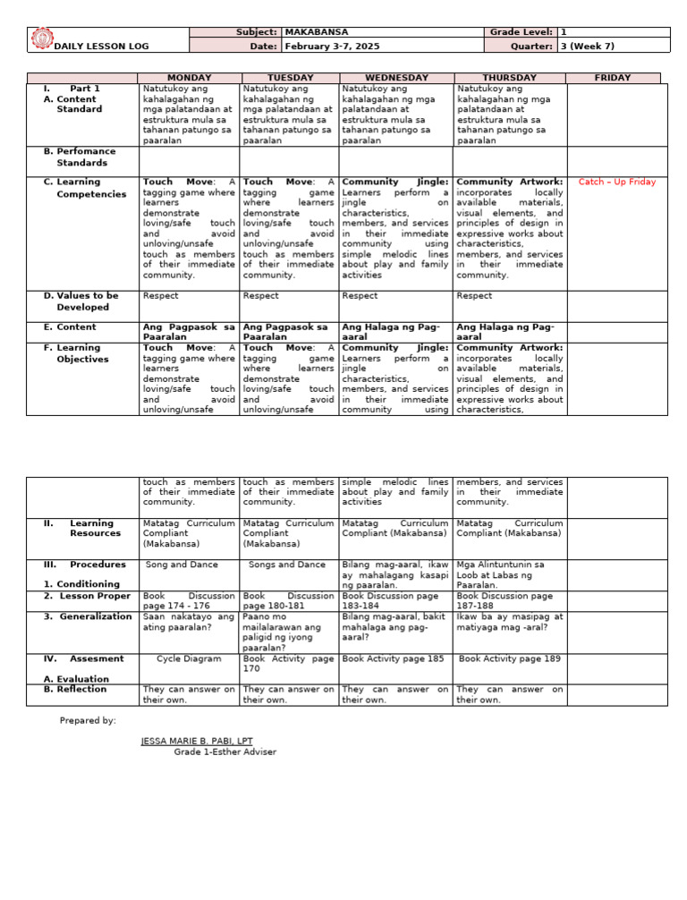 Makabansa Weekly Log Week7 | PDF | Education Theory | Learning