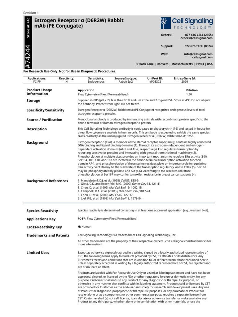 Estrogen Receptor α (D6R2W) Rabbit MAb (PE Conjugate) (#74244 ...