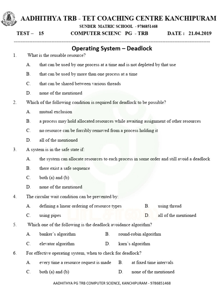 Computer Instructor Trb Exam 2019 Model Question Paper With Answer Key ...