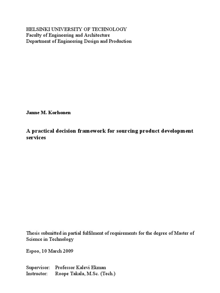 A Practical Decision Framework For Outsourcing Product Development ...