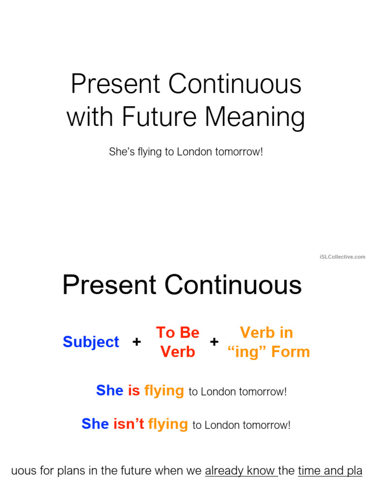 Present Continuous With Future Meaning | PDF