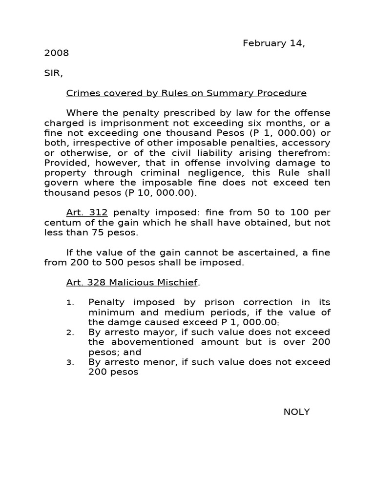 Summary Procedure for Minor Crimes | PDF