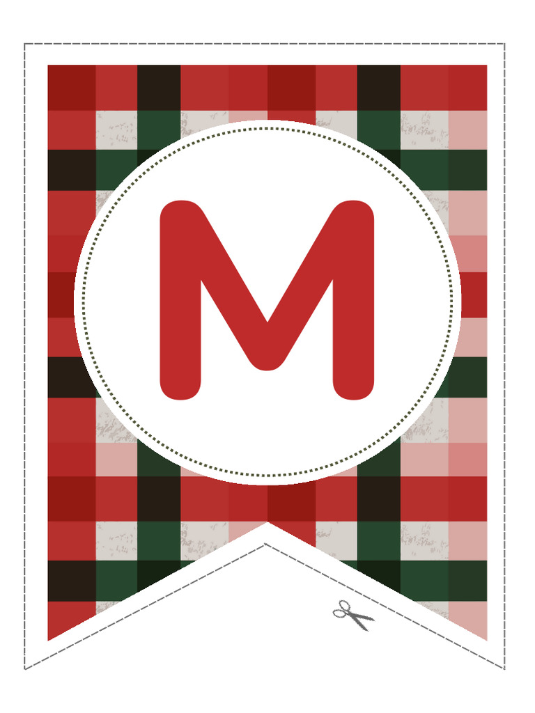 Red and Green Playful Plaid Merry Christmas Bunting Pennant A4 Document ...