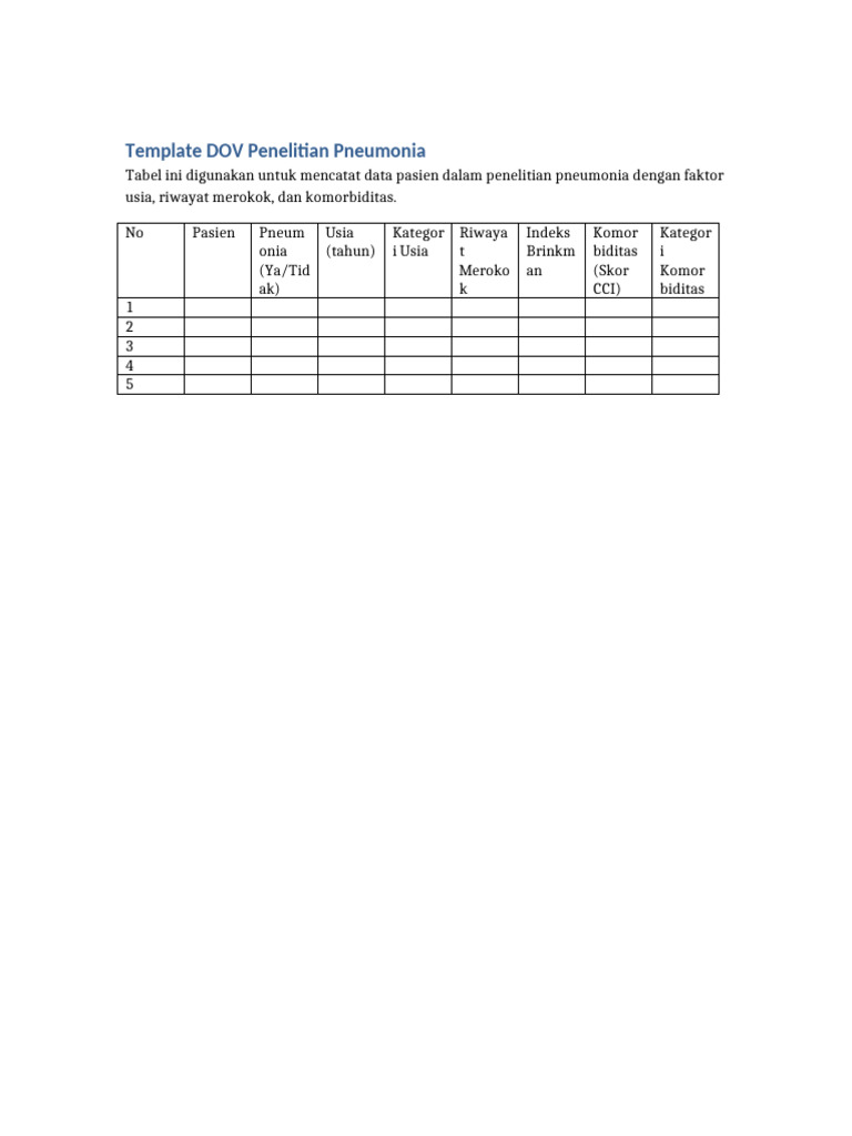 DOV Pneumonia Template | PDF