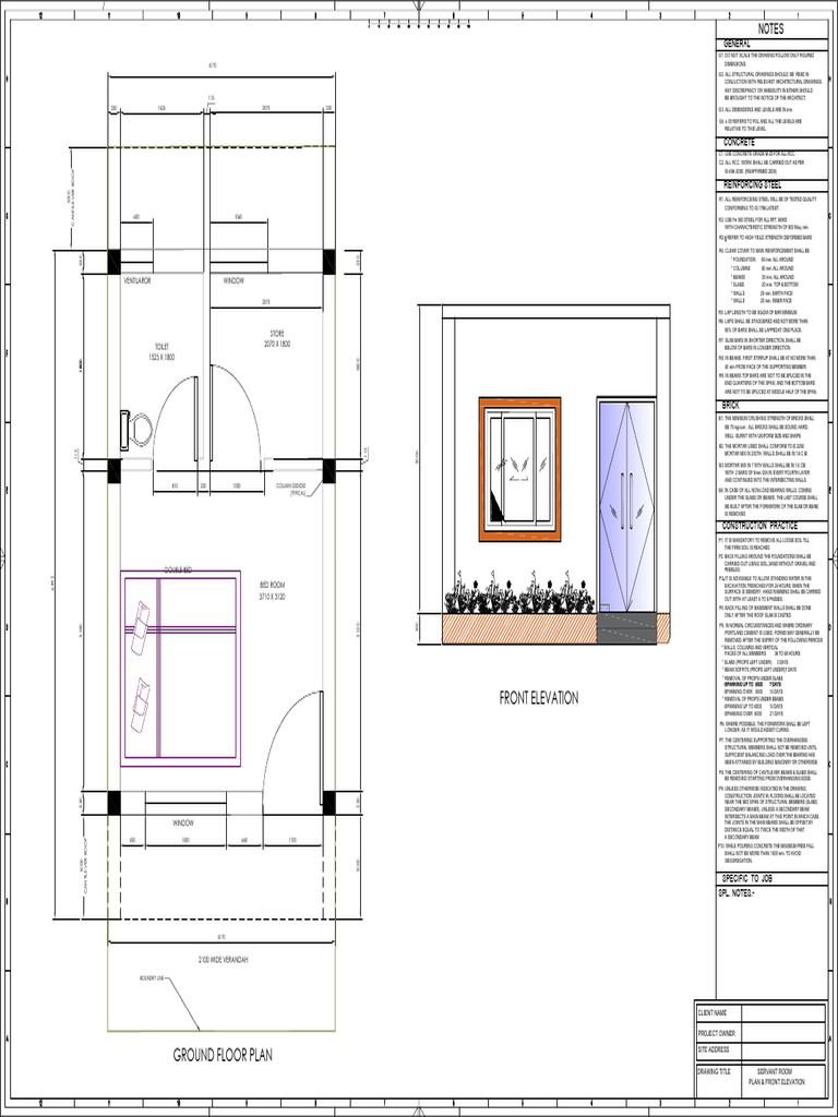 Servant Room Drawings | PDF | Brick | Building Engineering