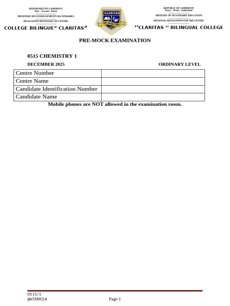 Pre-Mock Letter Head | PDF