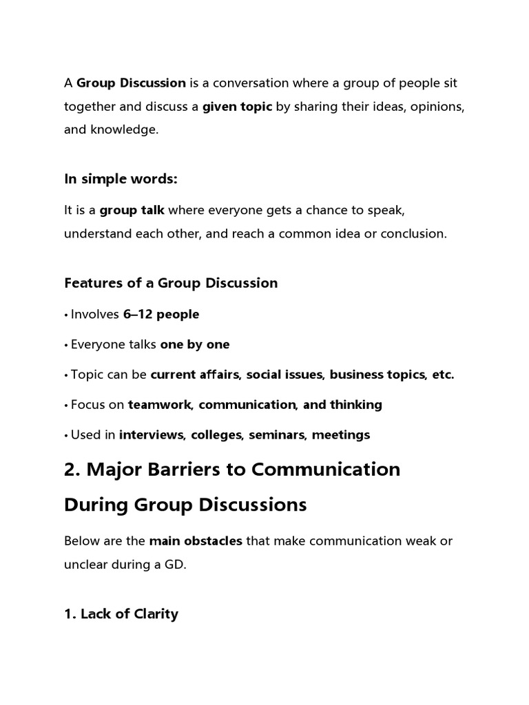 Group Discussion: Key Features & Barriers | PDF