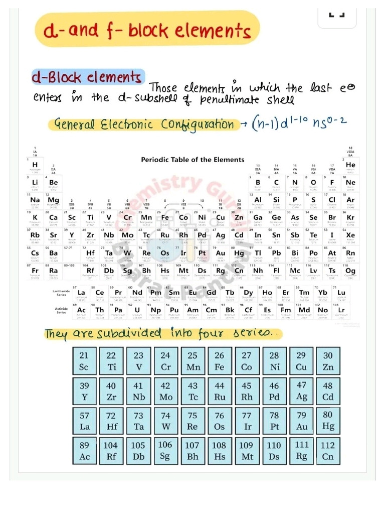 D and F Block Elements Suruthi | PDF