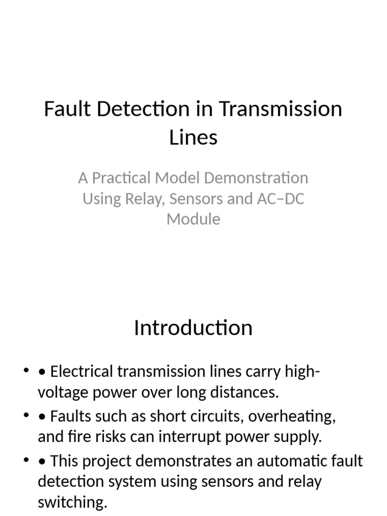 Fault Detection Transmission Line Presentation | PDF