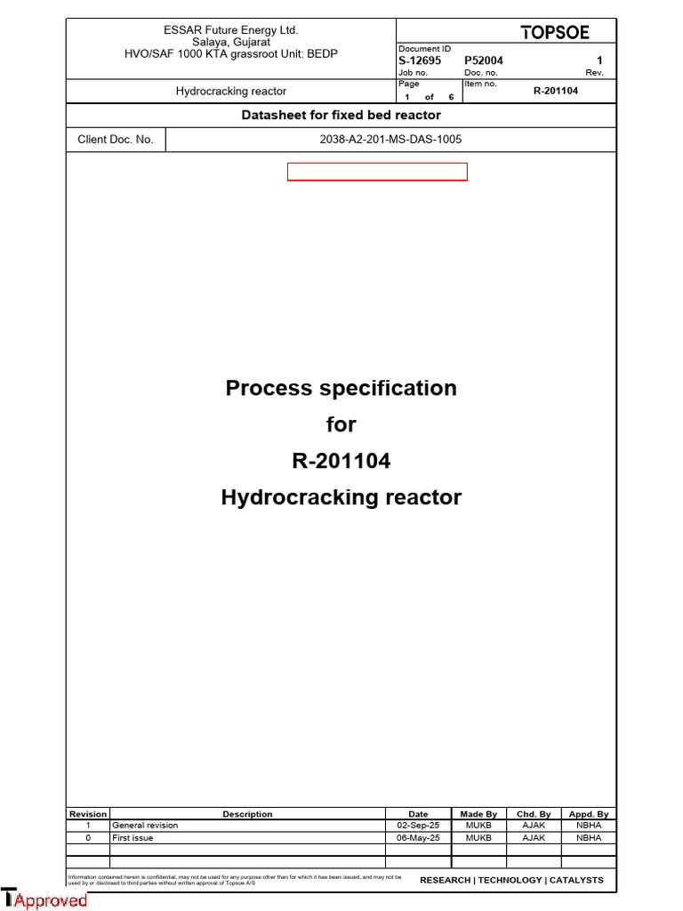 Hydrocracking Reactor Datasheet | PDF | Liquids | Viscosity