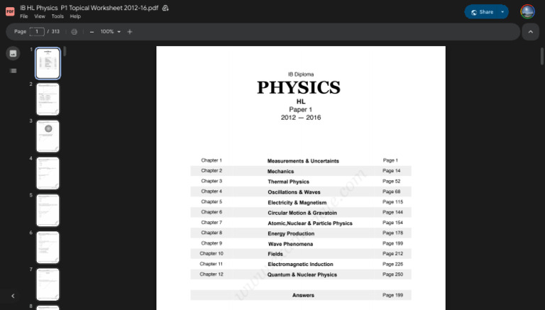 IB HL Physics P1 Topical Worksheet | PDF | Physics | Electromagnetism