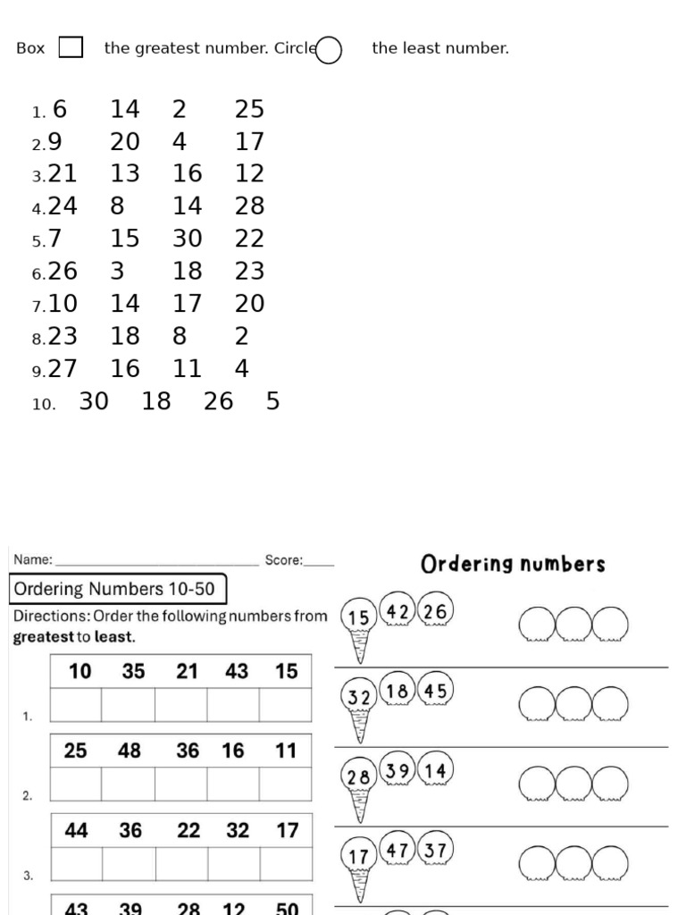 Identify Greatest and Least Numbers | PDF