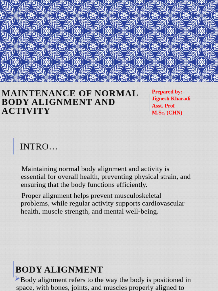 Body Alignment and Activity Tips | PDF | Pelvis | Musculoskeletal System