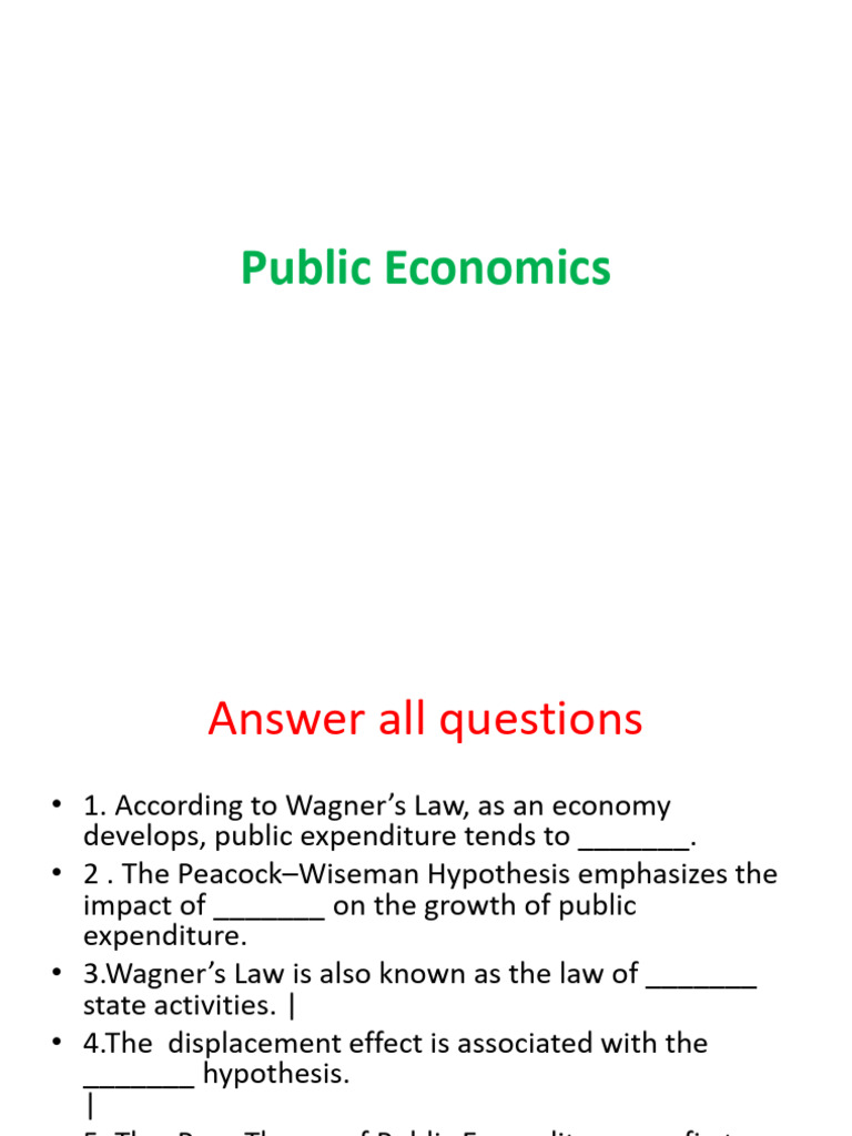 Public Economics Test 2025 | PDF | Fiscal Policy | Government Budget ...