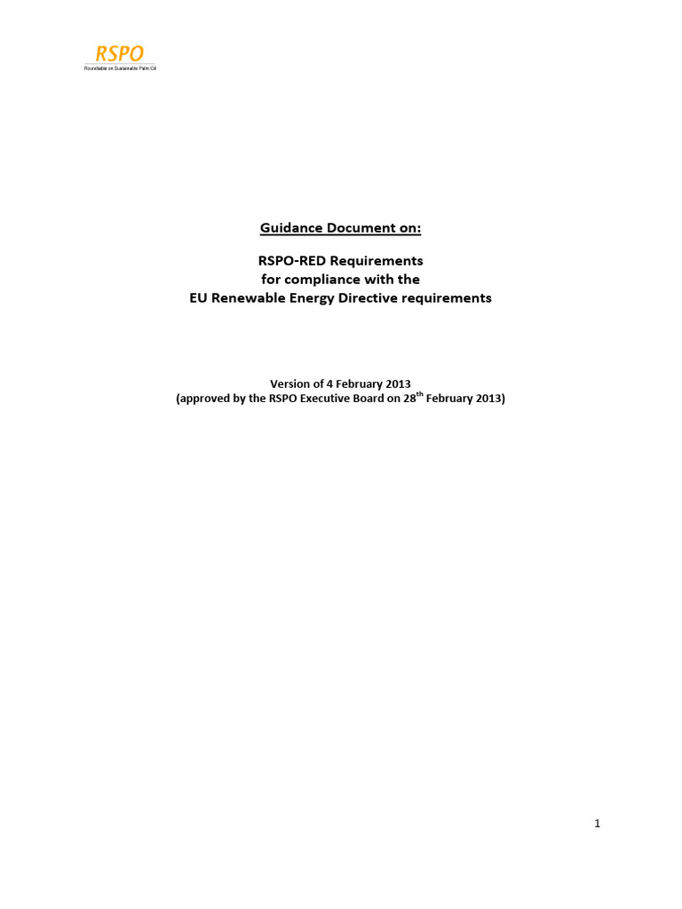 RSPO-RED Compliance Guidance Document | PDF | Palm Oil | Biodiesel