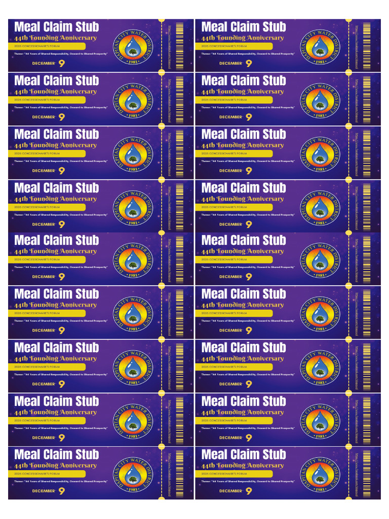 Meal Claim Stub | PDF