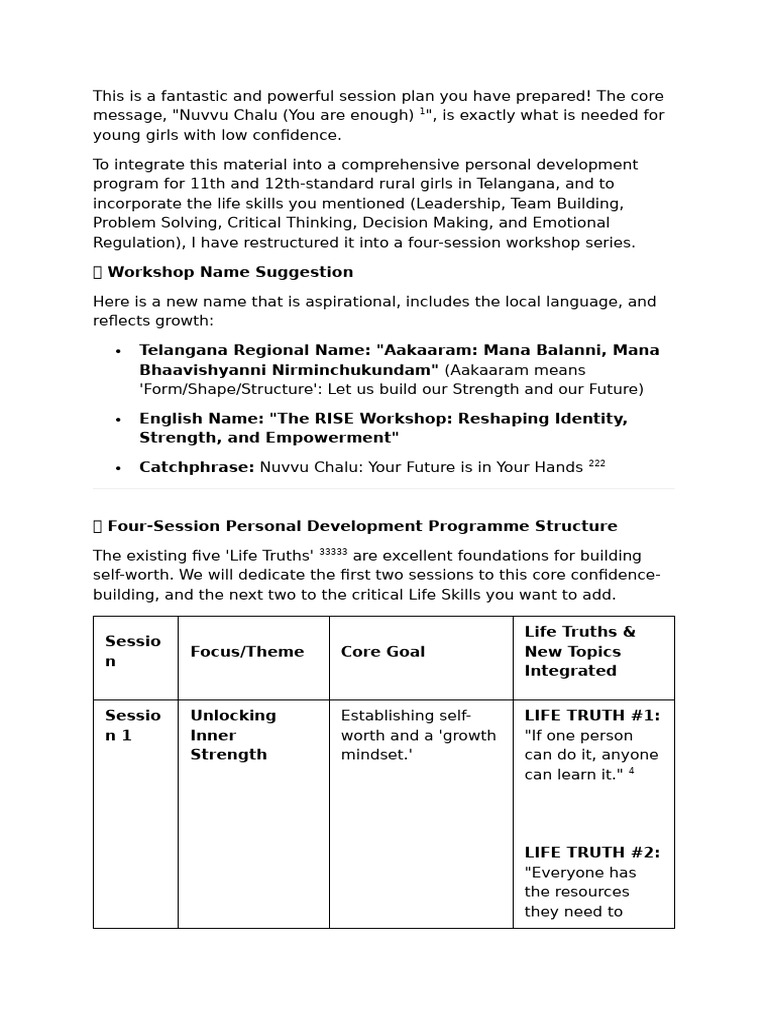 This is a Fantastic and Powerful Session Plan You Have Prepared | PDF ...