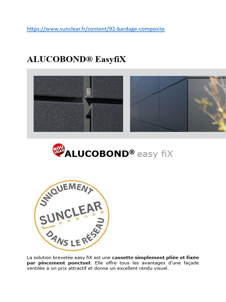 Bardage Composite ALUCOBOND® EasyfiX | PDF