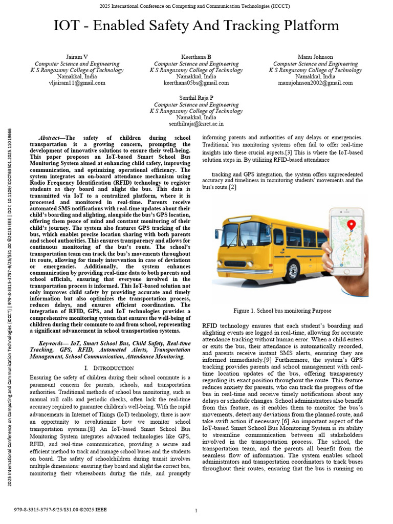 IoT School Bus Safety and Tracking System | PDF | Internet Of Things ...