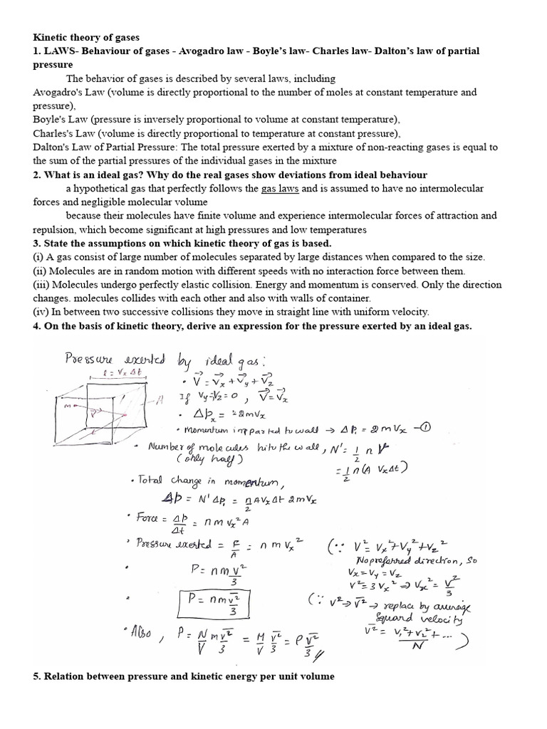 Kinetic Theory of Gases Explained | PDF | Gases | Physical Quantities