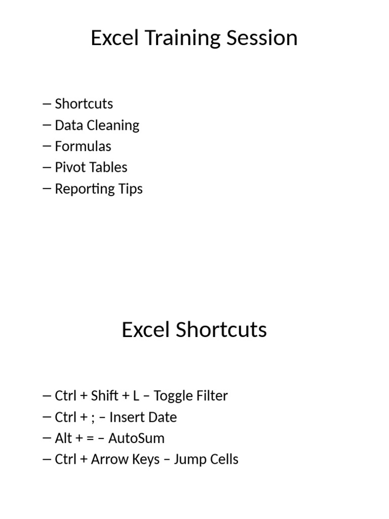 Excel Training Presentation | PDF
