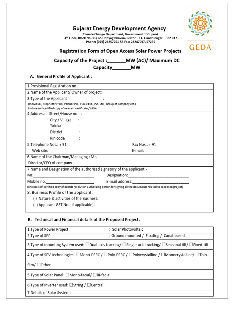 Annexure 2 Final Registration Form Solar Power Project | PDF | Solar ...