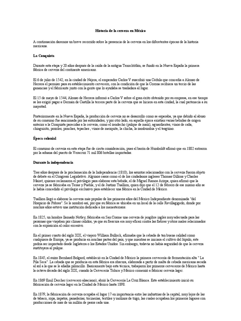 Historia de La Cerveza en México | PDF | Cerveza | Comidas fermentadas